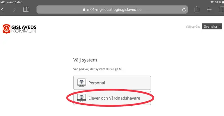 Manual för inloggning i Vklass | Gislaveds kommun